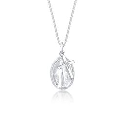 Elli Halskette 925 Sterling Silber Kreuz, Marienbild in Silber | Gr.: 50-cm