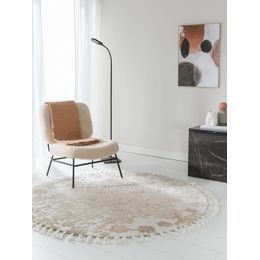 benuta Nest Kurzflor Teppich Rund Elias Beige &oslash; 150 cm rund - Moderner Kurzflor-Teppich f&uuml;r Wohnzimmer