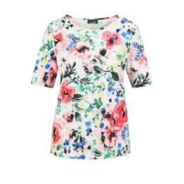 GOLDNER Kurzgr&ouml;&szlig;e: Shirt Florales Halbarm-Shirt, bunt in bunt / gemustert | Gr.: 19