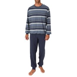 Normann Schlafanzug Pyjama langarm B&uuml;ndchen Streifen - 75319 in marine | Gr.: 58