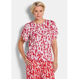 GOLDNER Viskosebluse mit Tulpen&auml;rmeln in rot / wei&szlig; / gemustert | Gr.: 40