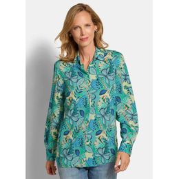 GOLDNER Blusenshirt mit floralem Print in salbei / blau / gemustert | Gr.: 50