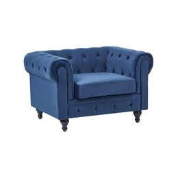 Beliani Sessel CHESTERFIELD in Blau/Braun - (W) 110 x (H) 70 x (L) 75 cm | Gr.: onesize