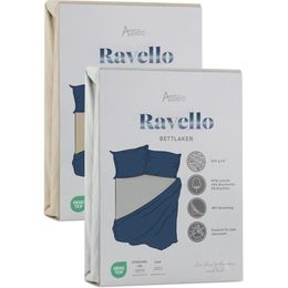 Aspero 2 x Spannbettlaken Ravello in Beige/Hellgrau | Gr.: 180 x 200 x 35