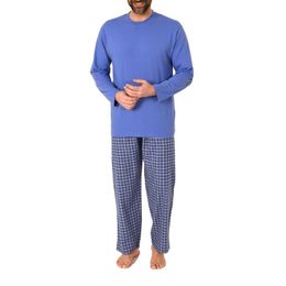 Normann Schlafanzug Pyjama lang Flanell Hose - 67426 in blau | Gr.: 56