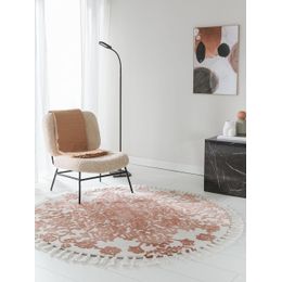 benuta Nest Kurzflor Teppich Rund Elias Terracotta &oslash; 150 cm rund - Moderner Kurzflor-Teppich f&uuml;r Wohnzimmer