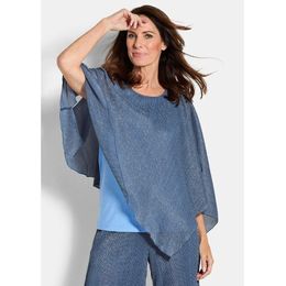 GOLDNER Asymmetrisches Blusenshirt mit Glanzgarn in blau | Gr.: 42
