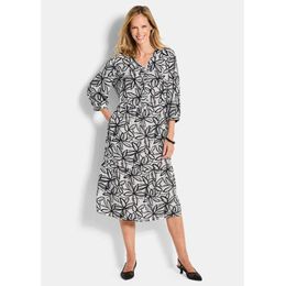 GOLDNER Viskosekleid mit floralem Muster in wei&szlig; / schwarz / gemustert | Gr.: 38