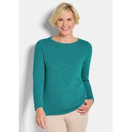 GOLDNER Ajourpullover Strickpullover mit Wabenstruktur in smaragd | Gr.: 44