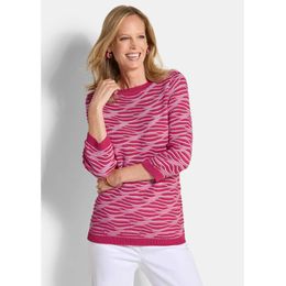GOLDNER Baumwollpullover mit Wellenstruktur in pink / gemustert | Gr.: 40
