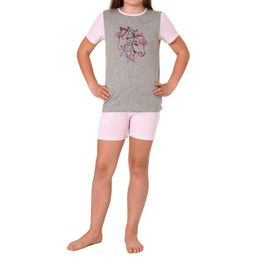 Normann Shorty Pyjama kurzarm Pferde - 74803 in grau | Gr.: 128