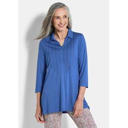 GOLDNER Elegantes Blusenshirt mit Biesen in royalblau | Gr.: 40