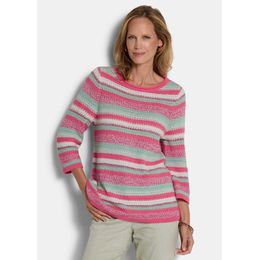 GOLDNER Baumwollpullover mit Ringel-Muster in pink / salbei / geringelt | Gr.: 40