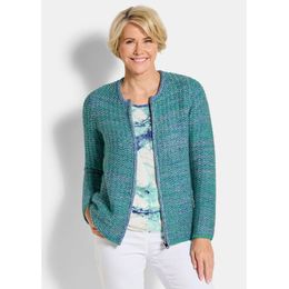 GOLDNER Strukturjacke mit Rollband in t&uuml;rkis / gemustert | Gr.: 38