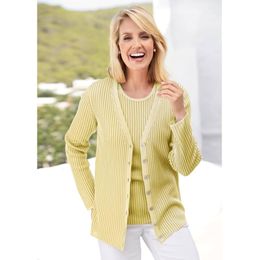 GOLDNER Rippstruktur-Cardigan mit Glanzeffekt in gelb | Gr.: 44