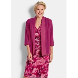 GOLDNER Kurzgr&ouml;&szlig;e: Blaue leichte Jacke mit Schalkragen, Halbarm in pink | Gr.: 24