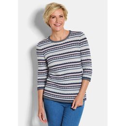 GOLDNER Strickpullover im Ringel-Look in marine / gemustert | Gr.: 48