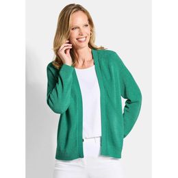 GOLDNER Cardigan Strickjacke mit Strickbandblende in gr&uuml;n | Gr.: 44