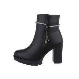 Ital-Design Stiefelette in Schwarz und Silber | Gr.: 37