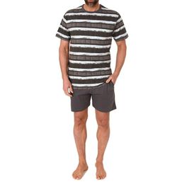 Normann kurzarm Schlafanzug Shorty Pyjama Streifen - 78200 in dunkelgrau | Gr.: 48