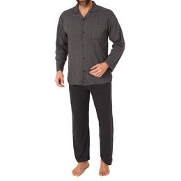 Normann Langarm Schlafanzug Jersey Pyjama zum durchkn&ouml;pfen - 81211 in dunkelgrau | Gr.: 56