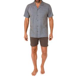 Normann kurzarm Schlafanzug Shorty Pyjama zum durchkn&ouml;pfen - 78274 in dunkelgrau | Gr.: 54