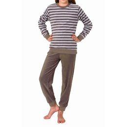 Normann langarm Frottee Schlafanzug Pyjama B&uuml;ndchen Streifen - 77437 in grau | Gr.: 140