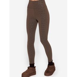 SASSYCLASSY Thermo Kunstleder Leggings mit Leo Print in Braun | Gr.: L