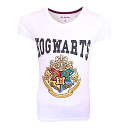 T-Shirt mit Glitzerdetails Harry Potter Hogwarts in Wei&szlig; | Gr.: 140
