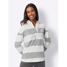 Heine Poloshirt in grau-ecru-bedruckt | Gr.: 38