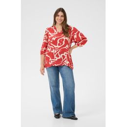 Kaffe curve Kurzarm-Bluse KCmaren Regular fit in True Red/Nature Graphic | Gr.: 54