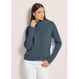 Madeleine Mode MADELEINE Kaschmir-Pullover mit Pointelle-Muster in stahlblau | Gr.: 36