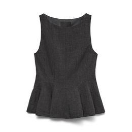 V&eacute;ro Moda Vero Moda Top mit Sch&ouml;&szlig;chen in Dark Grey Melange | Gr.: 36