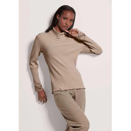 Madeleine Mode MADELEINE Elegantes Basicshirt mit Spitze, Rollkragen in berber | Gr.: 42