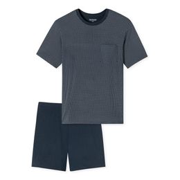 Schiesser Pyjama Schlafanzug kurz - Comfort Essentials in nachtblau | Gr.: 50