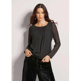 Madeleine Mode MADELEINE Rundhals-Bluse mit transparenten &Auml;rmeln in schwarz | Gr.: 36