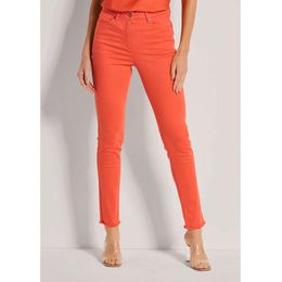 Madeleine Mode MADELEINE Mid Waist Skinny-Hose mit Fransen in blutorange | Gr.: 46