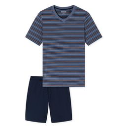 Schiesser Schlafanzug Casual Nightwear in Blaugrau | Gr.: 56