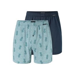Schiesser Boxershorts Singel-Jersey in Dunkelblau / t&uuml;rkis | Gr.: L
