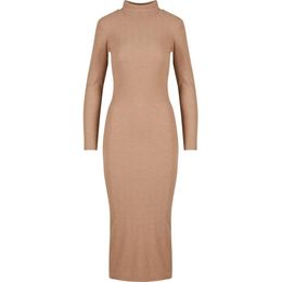 Urban Classics Ladies Rib Longlseeve Mockneck Dress in beigemelange | Gr.: XS