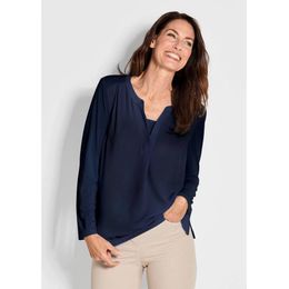 GOLDNER Elegantes Chiffonshirt mit Jersey-Details in marine | Gr.: 44
