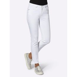 WITT Damen Jeans mit Ziernieten seitlich, wei&szlig;, Gr&ouml;&szlig;e 36