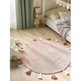 Lytte Waschbarer Kinderteppich Malu Rosa &oslash; 100 cm rund - Waschbarer Teppich f&uuml;r Kinderzimmer