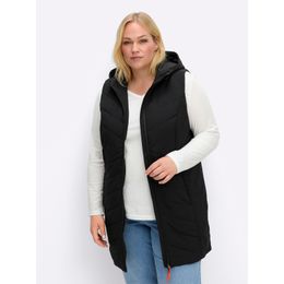 sheego Damen Steppweste mit Kapuze, schwarz, Gr&ouml;&szlig;e 56