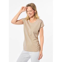 GOLDNER Elegantes Viskoseshirt mit Rundhals in goldfarben | Gr.: 44