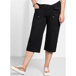 sheego Damen 3/4-Hose mit Krempelfunktion, schwarz, Gr&ouml;&szlig;e 46