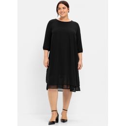 sheego Damen Chiffonkleid im Lagenlook, schwarz, Gr&ouml;&szlig;e 58