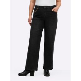 sheego Damen Jeans, Schwarz, Gr. 44, Basic Hosen & Jeans, Material: Baumwolle