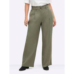 sheego Gro&szlig;e Gr&ouml;&szlig;en Paperbag-Hose aus Lyocell, khaki, Gr&ouml;&szlig;e 44 - Damen