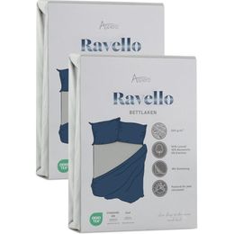 Aspero 2 x Spannbettlaken Ravello in Hellgrau | Gr.: 140 x 200 x 35